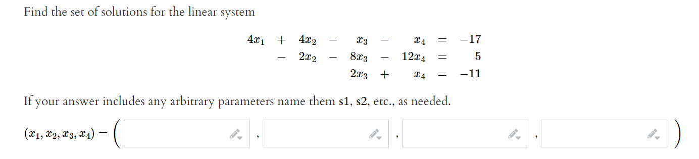 Solved Find the set of solutions for the linear | Chegg.com