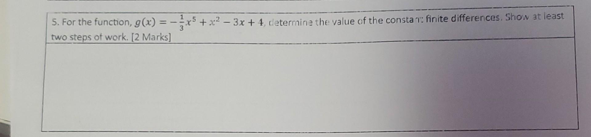 Solved For the function g(x) determine the value of the | Chegg.com