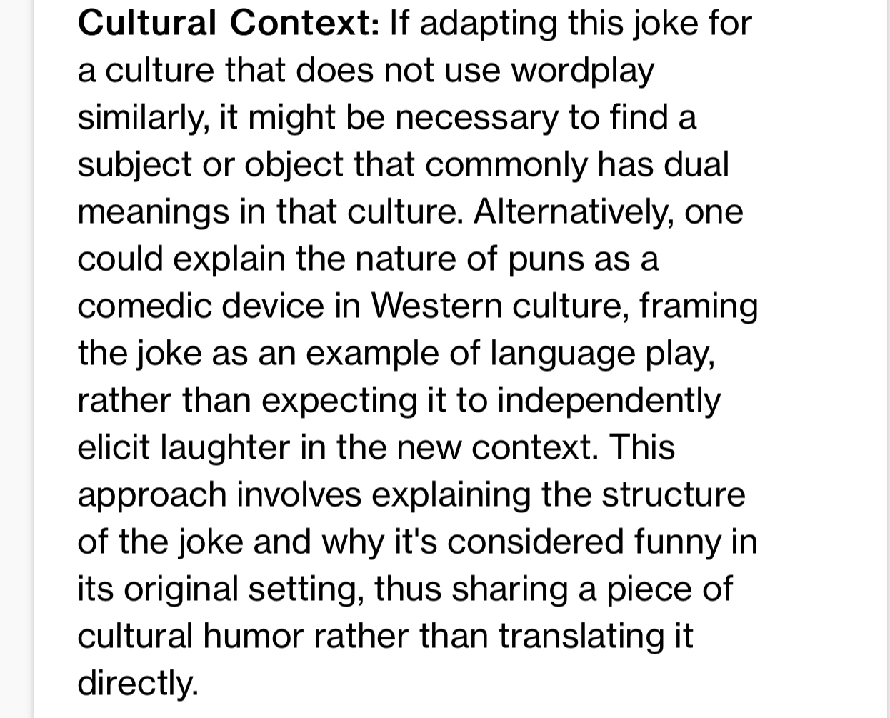 Solved Cultural Context: If adapting this joke fora culture | Chegg.com