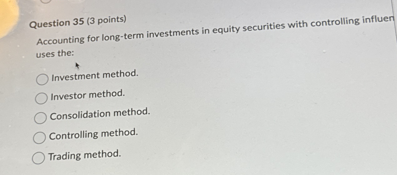 Solved Question 35 (3 ﻿points)Accounting for long-term | Chegg.com