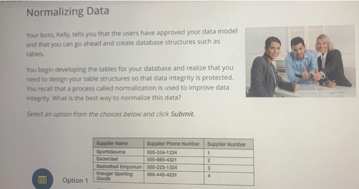 Solved Normalizing Data Your boss, Kelly, tells you that the | Chegg.com