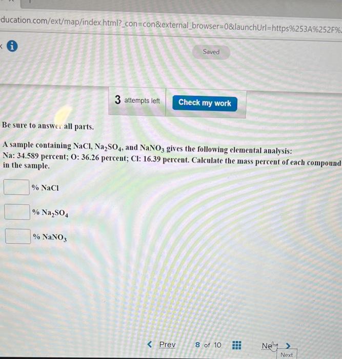 Solved A sample containing NaCl,Na2SO4, and NaNO3 gives the | Chegg.com