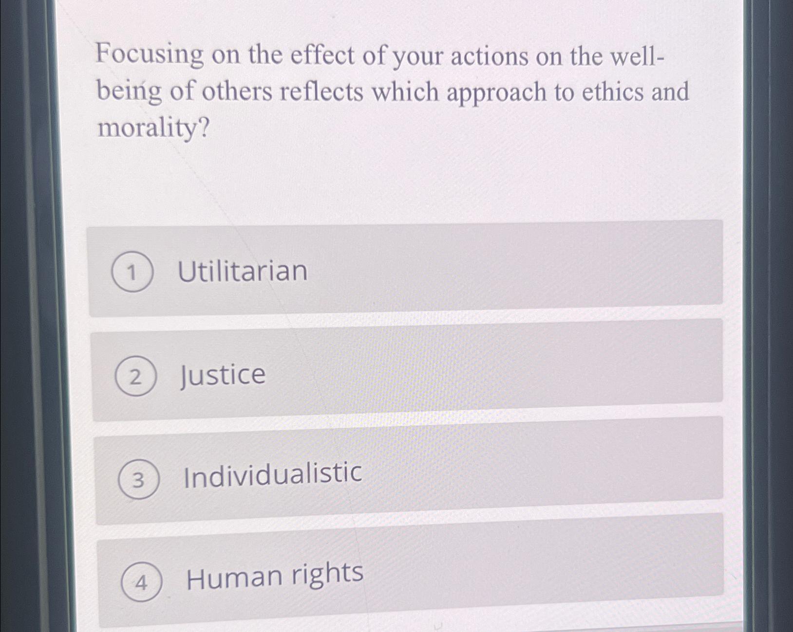 Solved Focusing on the effect of your actions on the | Chegg.com