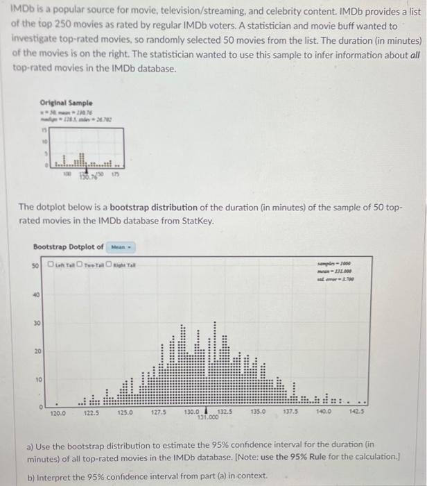 Solved IMDb is a popular source for movie, | Chegg.com