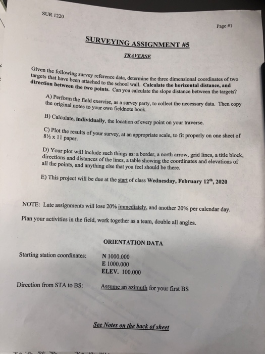 CAMBRIAN SURVEY NOTES PROJECT: Adrian Traverse - | Chegg.com