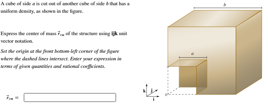 Solved A cube of side a ﻿is cut out of another cube of side | Chegg.com
