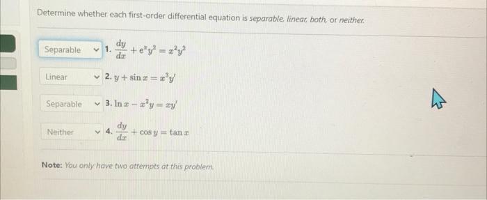 Solved Determine whether each first-order differential | Chegg.com
