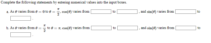 Solved Complete the following statements by entering | Chegg.com