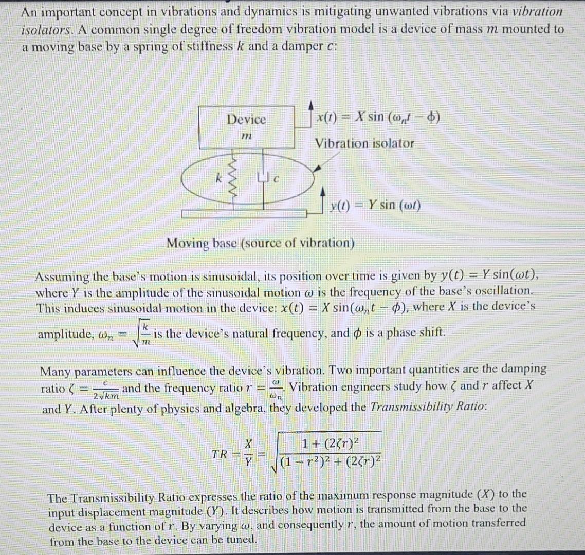 Solved An important concept in vibrations and dynamics is | Chegg.com