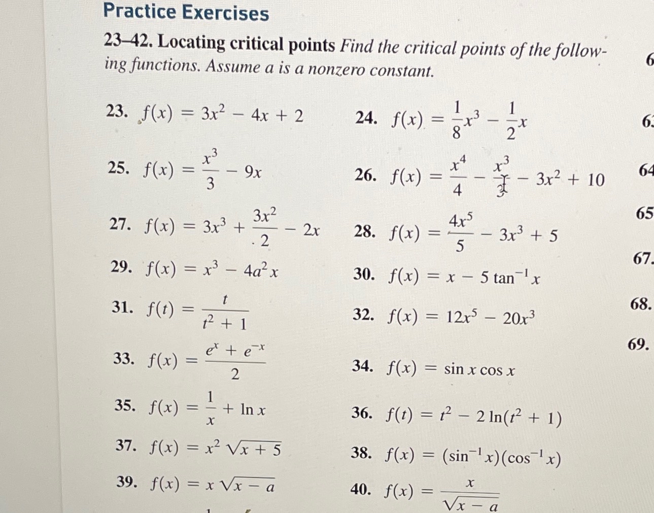 Solved Practice Exercises23-42. ﻿Locating critical points | Chegg.com