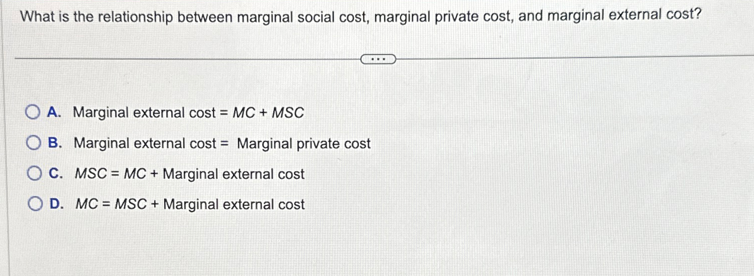 Solved What is the relationship between marginal social | Chegg.com