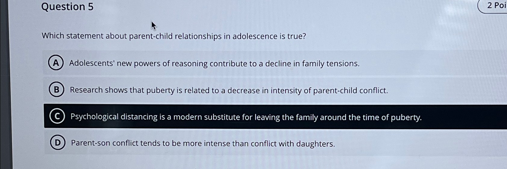 Solved Question 52 ﻿PoiWhich statement about parent-child | Chegg.com