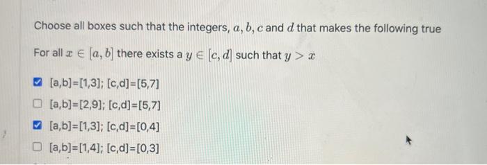 Solved Choose all boxes such that the integers, a,b,c and d | Chegg.com