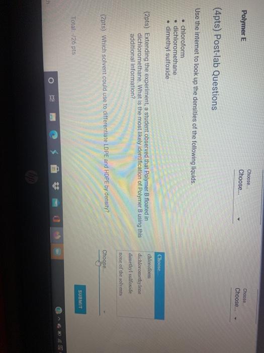 Solved Table 1. Polymer Sink/Float Table Solution 2 Solution | Chegg.com