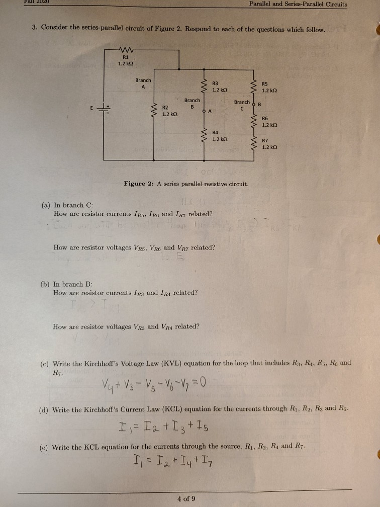 Solved Fall 2020 Parallel and Series-Parallel Circuits 3. | Chegg.com