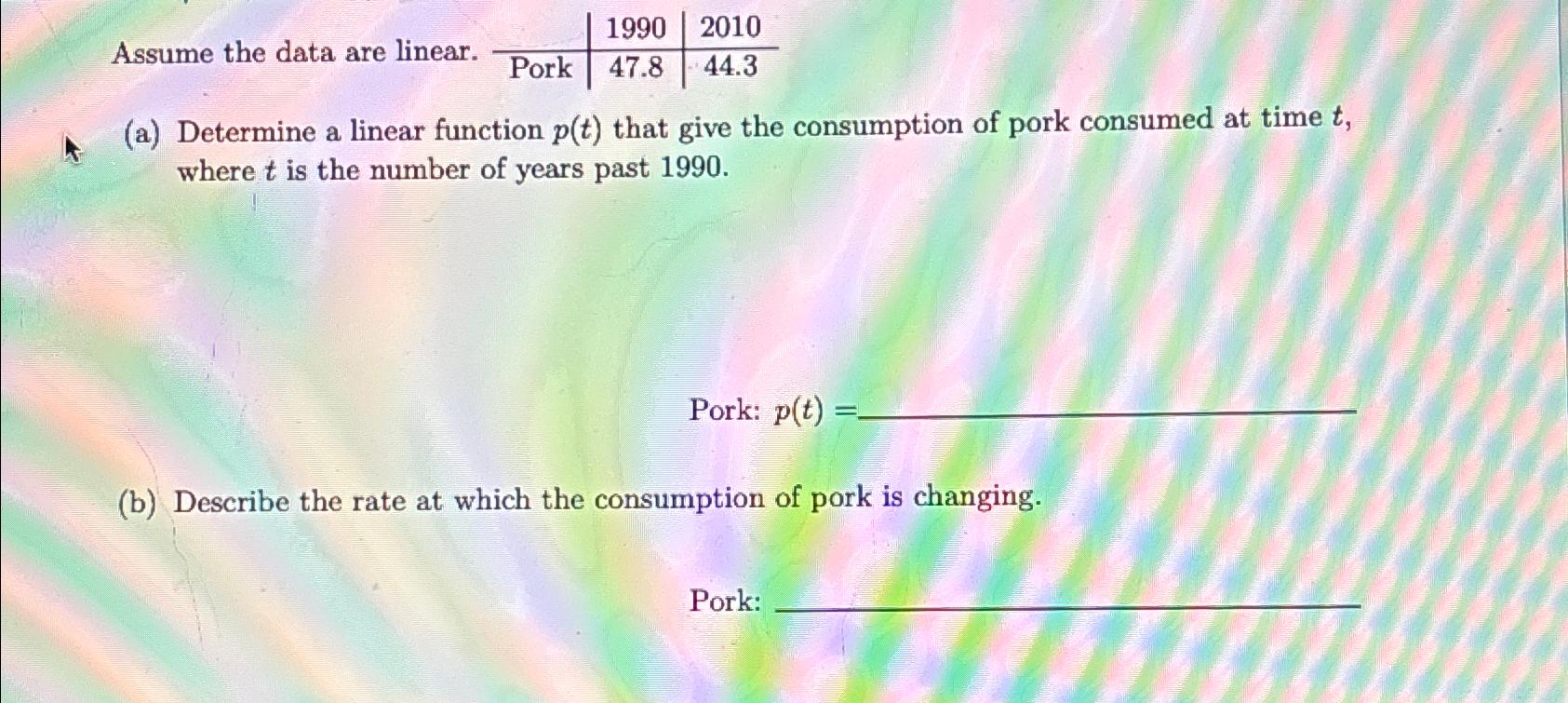 Solved Assume the data are linear. | Chegg.com