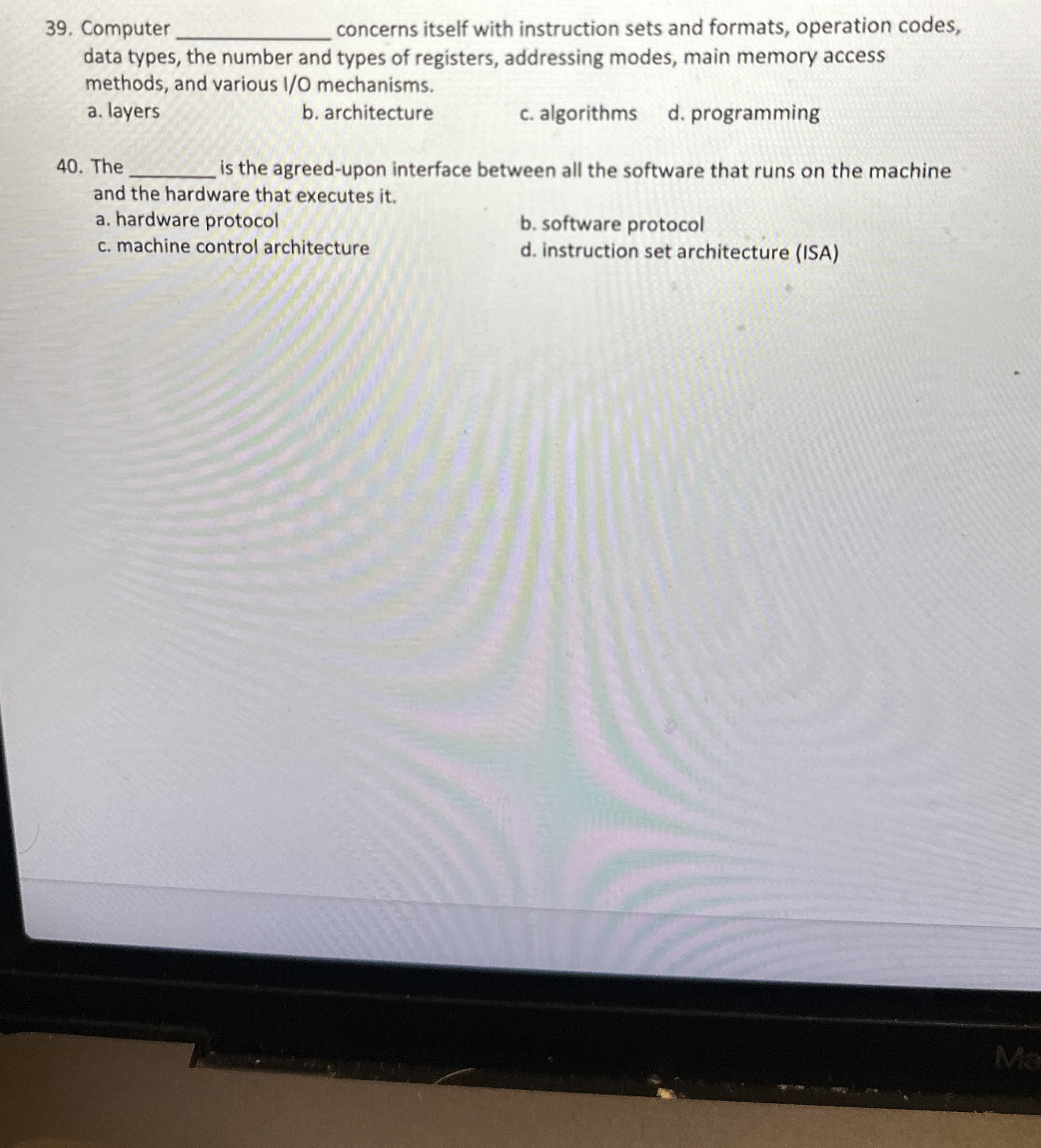 Solved Computerconcerns itself with instruction sets and | Chegg.com