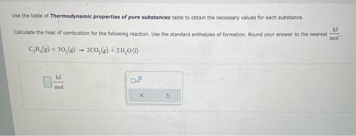 Solved Use the table of Thermodynamic properties of pure | Chegg.com