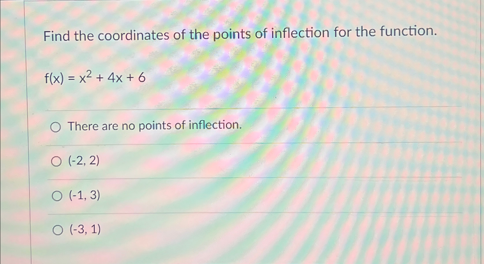 Solved Find the coordinates of the points of inflection for | Chegg.com