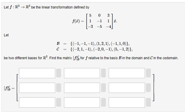 Solved Let f:R3→R3 ﻿be the linear transformation defined | Chegg.com