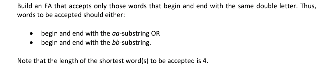 Build an FA that accepts only those words that begin | Chegg.com