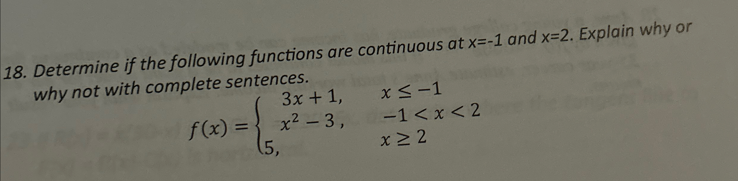 Solved Determine if the following functions are continuous | Chegg.com