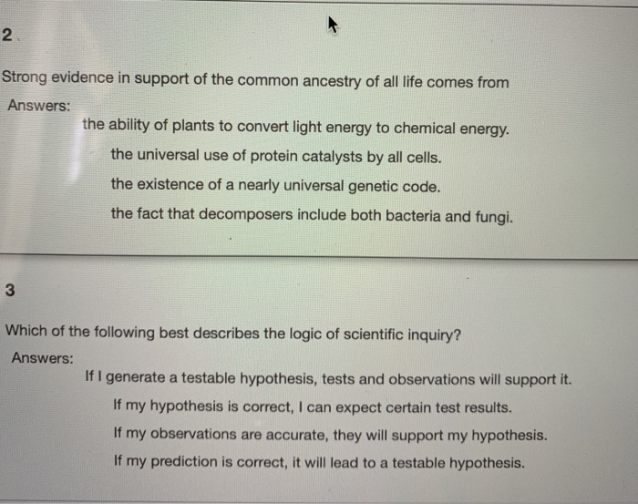 Solved Strong evidence in support of the common ancestry of | Chegg.com