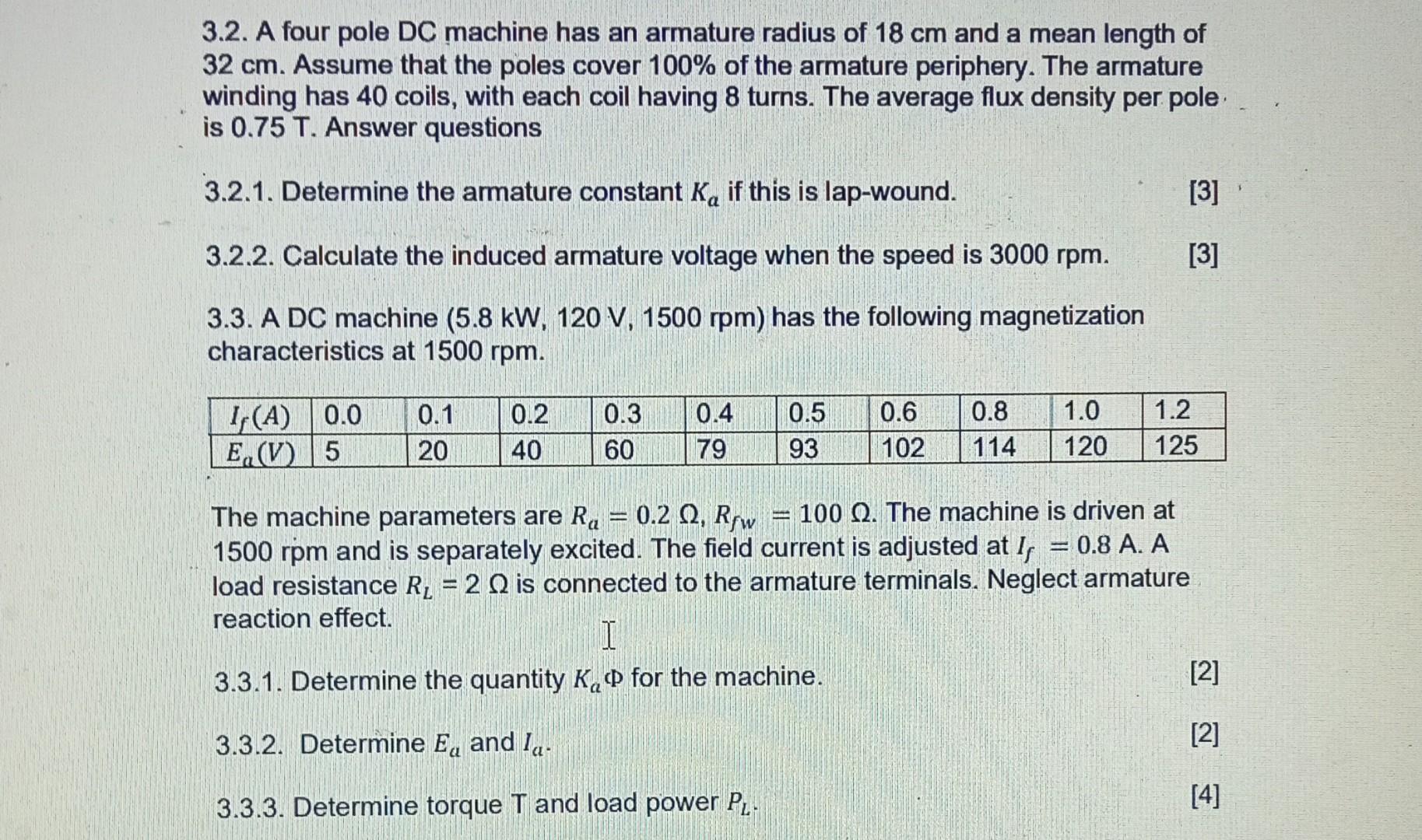 3.2. A four pole DC machine has an armature radius of | Chegg.com