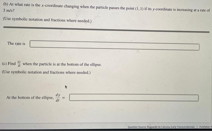 Solved A particle moves counterclockwise around the ellipse | Chegg.com