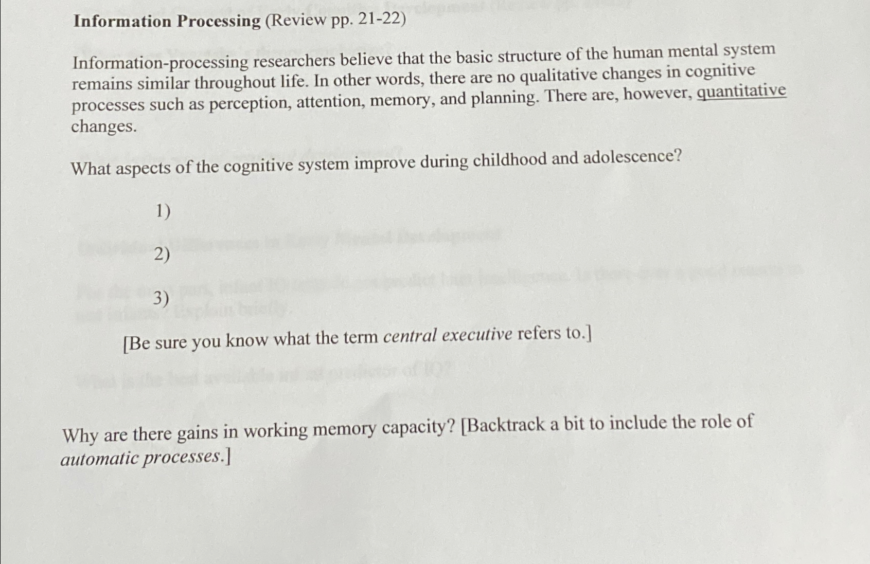 Solved Information Processing (Review | Chegg.com