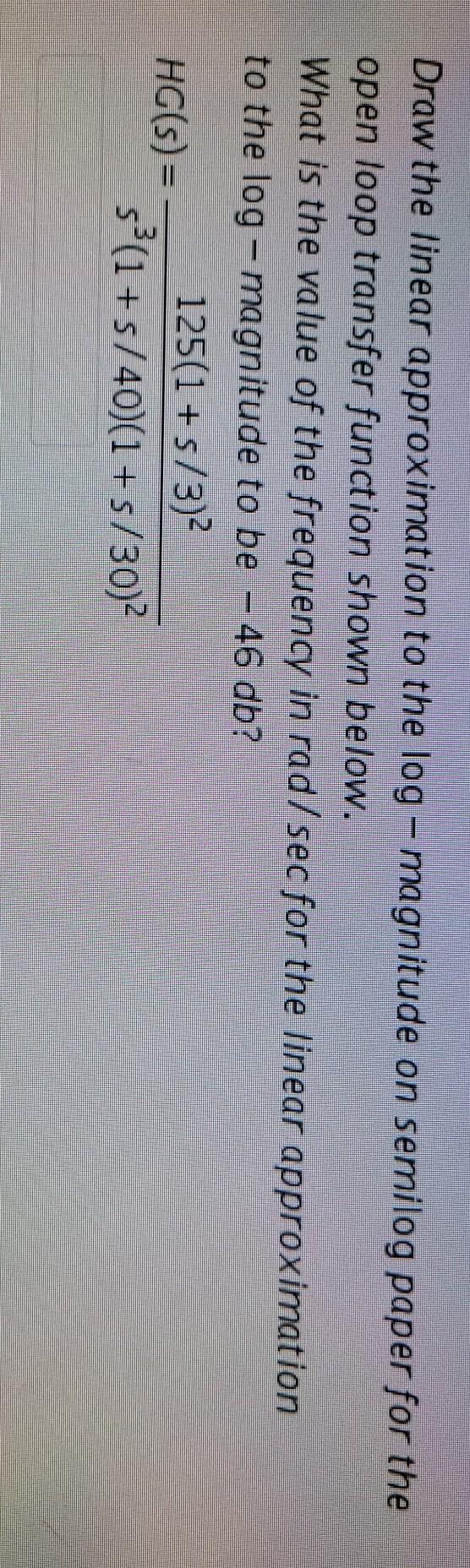 Solved Draw the linear approximation to the log - magnitude | Chegg.com