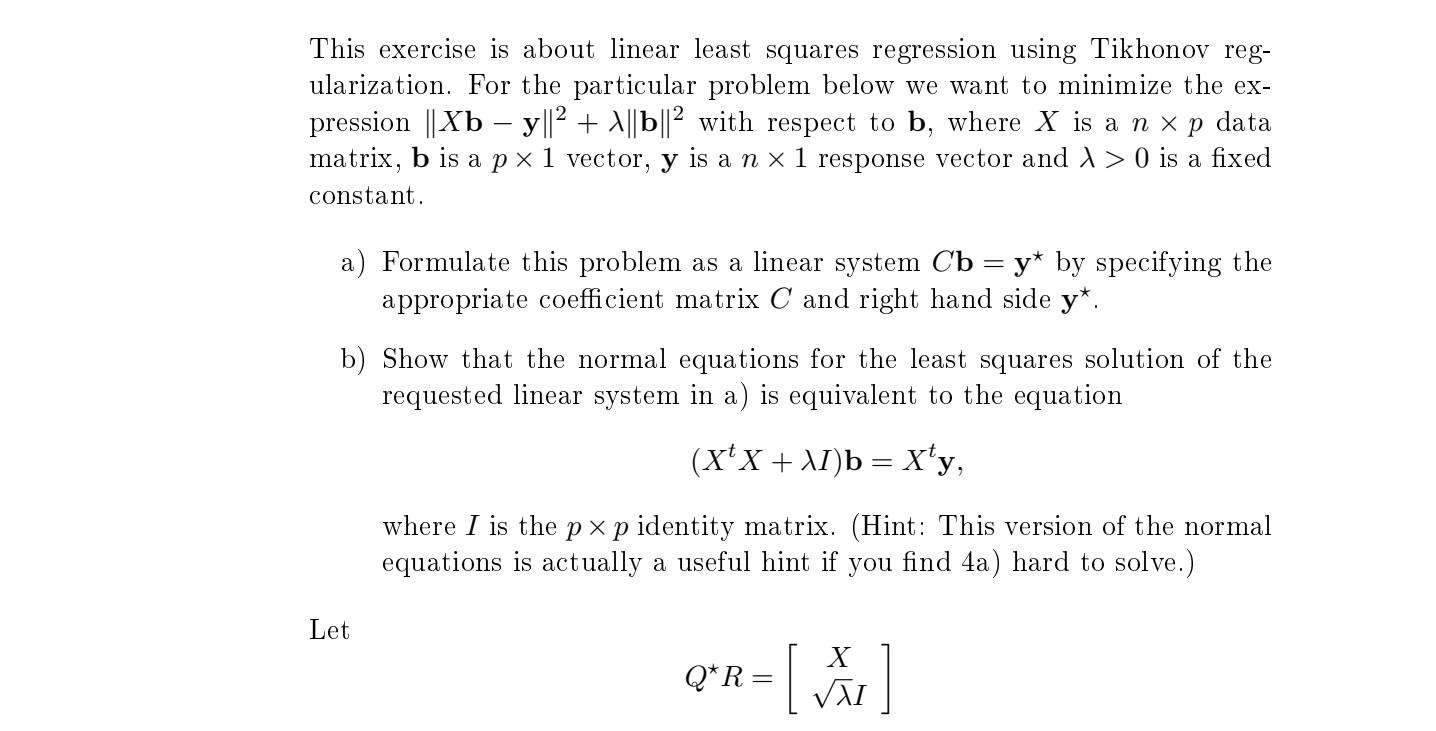 This exercise is about linear least squares | Chegg.com