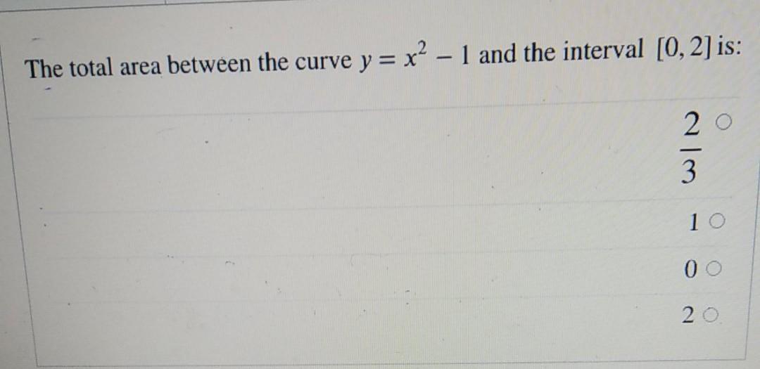 Solved The total area between the curve y = x2 – 1 and the | Chegg.com