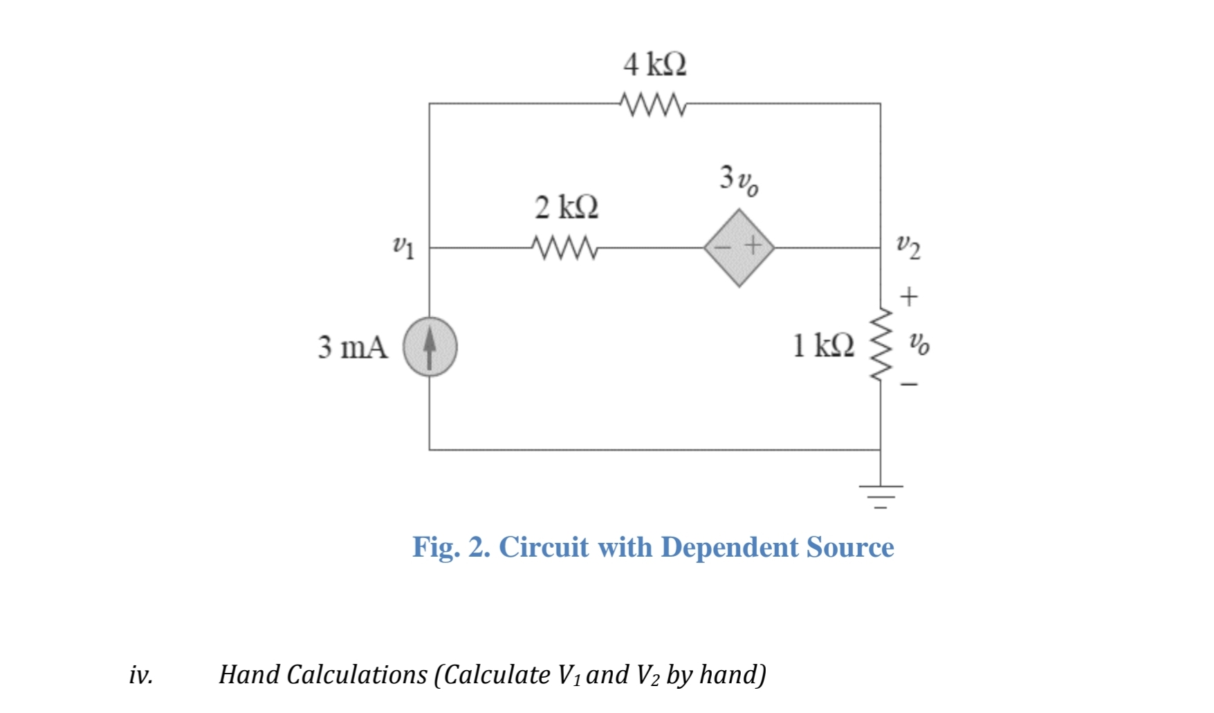 Solved Fig. 2. ﻿Circuit with Dependent Source iv. , ﻿Hand | Chegg.com