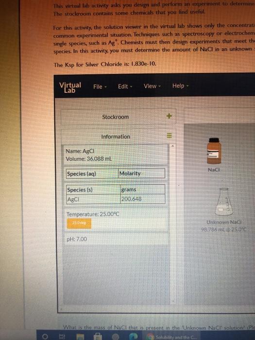 Solved Determine the concentration of an unknown NaCl | Chegg.com