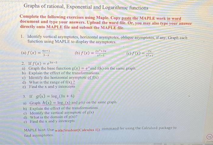 Solved Complete the following exercises using Maple. Copy | Chegg.com
