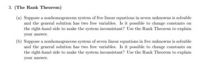 Solved 3. (The Rank Theorem) (a) Suppose a nonhomogeneous | Chegg.com