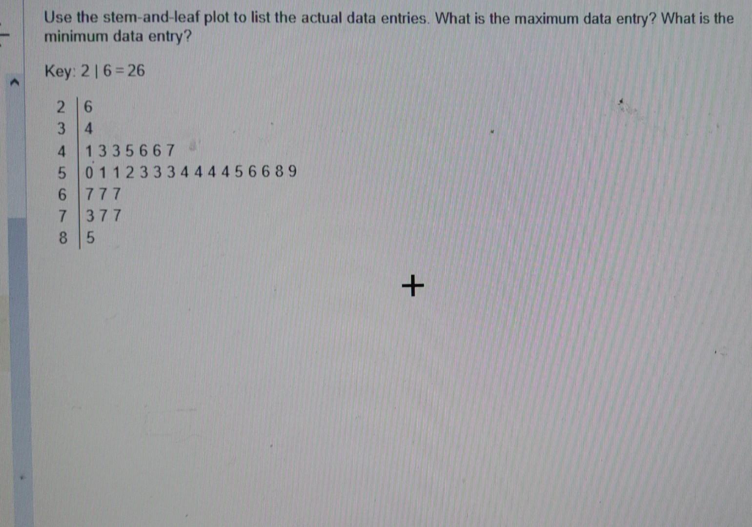 Solved Use the stem-and-leaf plot to list the actual data | Chegg.com