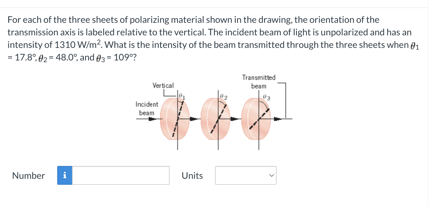 Solved For each of ﻿the three sheets of ﻿polarizing material | Chegg.com