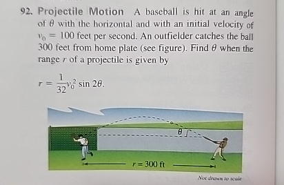 Solved Projectile Motion A baseball is hit at an angle of θ | Chegg.com