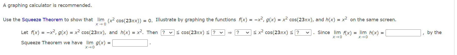 Solved A graphing calculator is recommended. Squeeze Theorem | Chegg.com