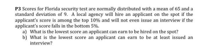 Solved P3 Scores for Florida security test are normally | Chegg.com