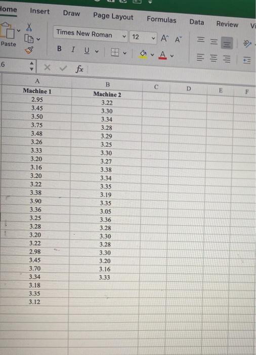 Solved Home Insert Draw Page Layout Formulas Data X Review | Chegg.com