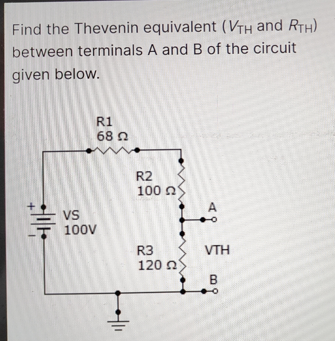 Solved Find the Thevenin equivalent ( VTH ﻿and RTH ) | Chegg.com