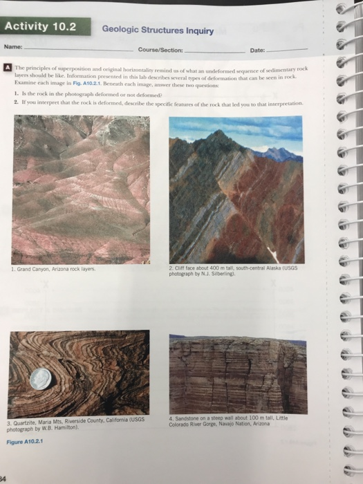 Solved Activity 10.2 Geologic Structures Inquiry Name: | Chegg.com