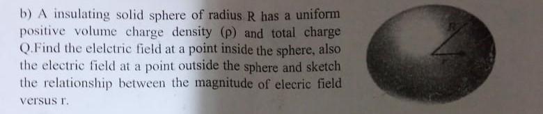 Solved b) A insulating solid sphere of radius R has a | Chegg.com
