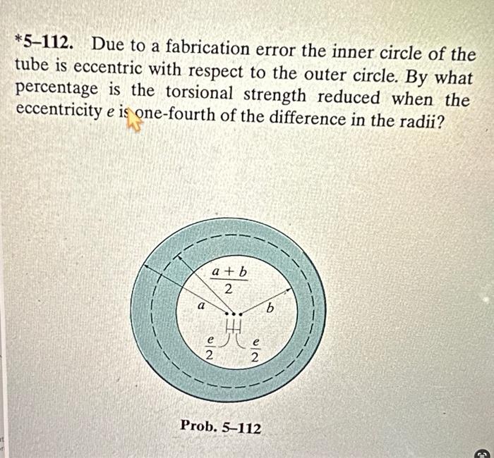 Solved *5-112. Due to a fabrication error the inner circle | Chegg.com