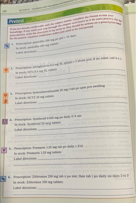 Solved SECTION I Calculations with Prescriptions and | Chegg.com
