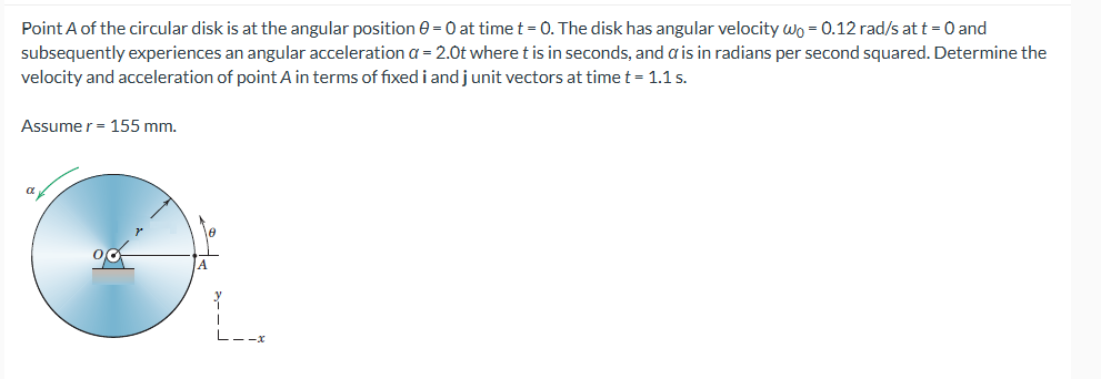 Solved Point A of ﻿the circular disk is at ﻿the angular | Chegg.com