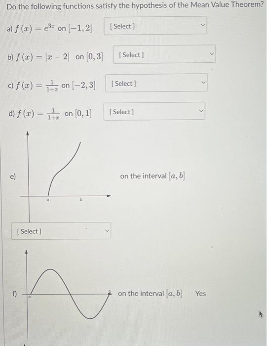 Solved Do the following functions satisfy the hypothesis of | Chegg.com